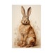 Vintage Brown Bunny Painting Floral Rabbit Portrait Animal Art Print ...