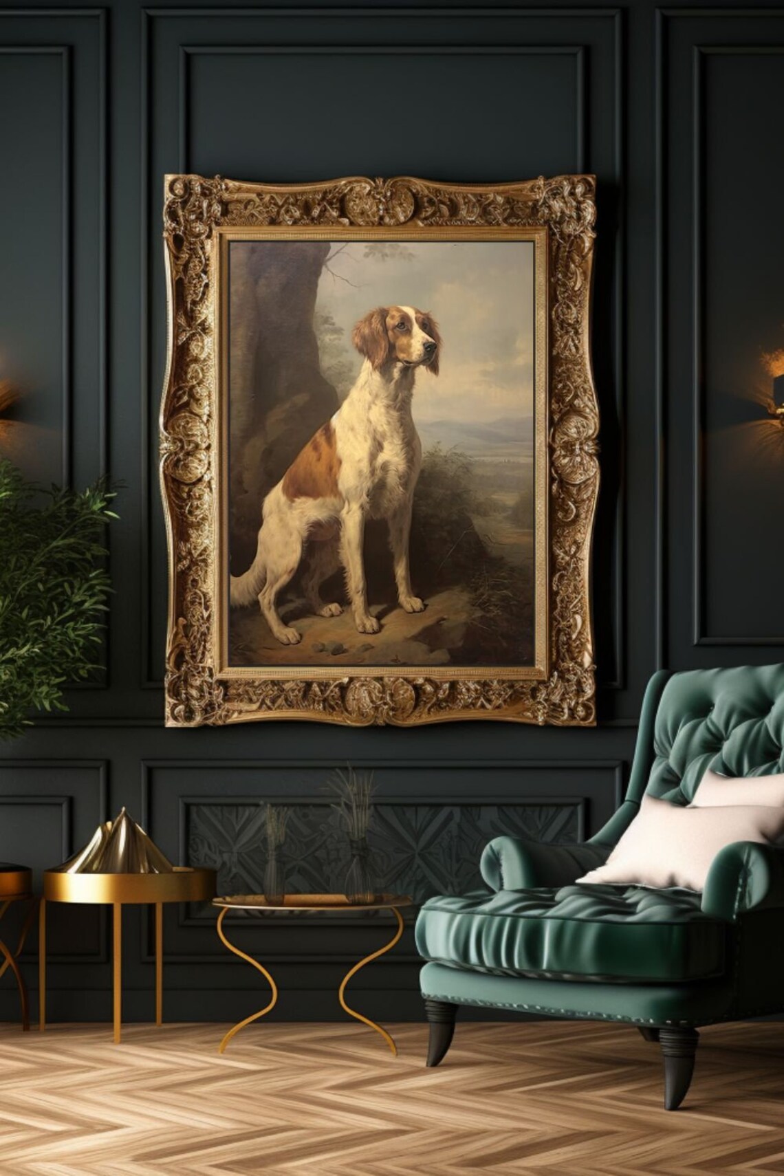 Antique Irish Setter Painting Spaniel Pointer Dog Oil Painting Vintage ...