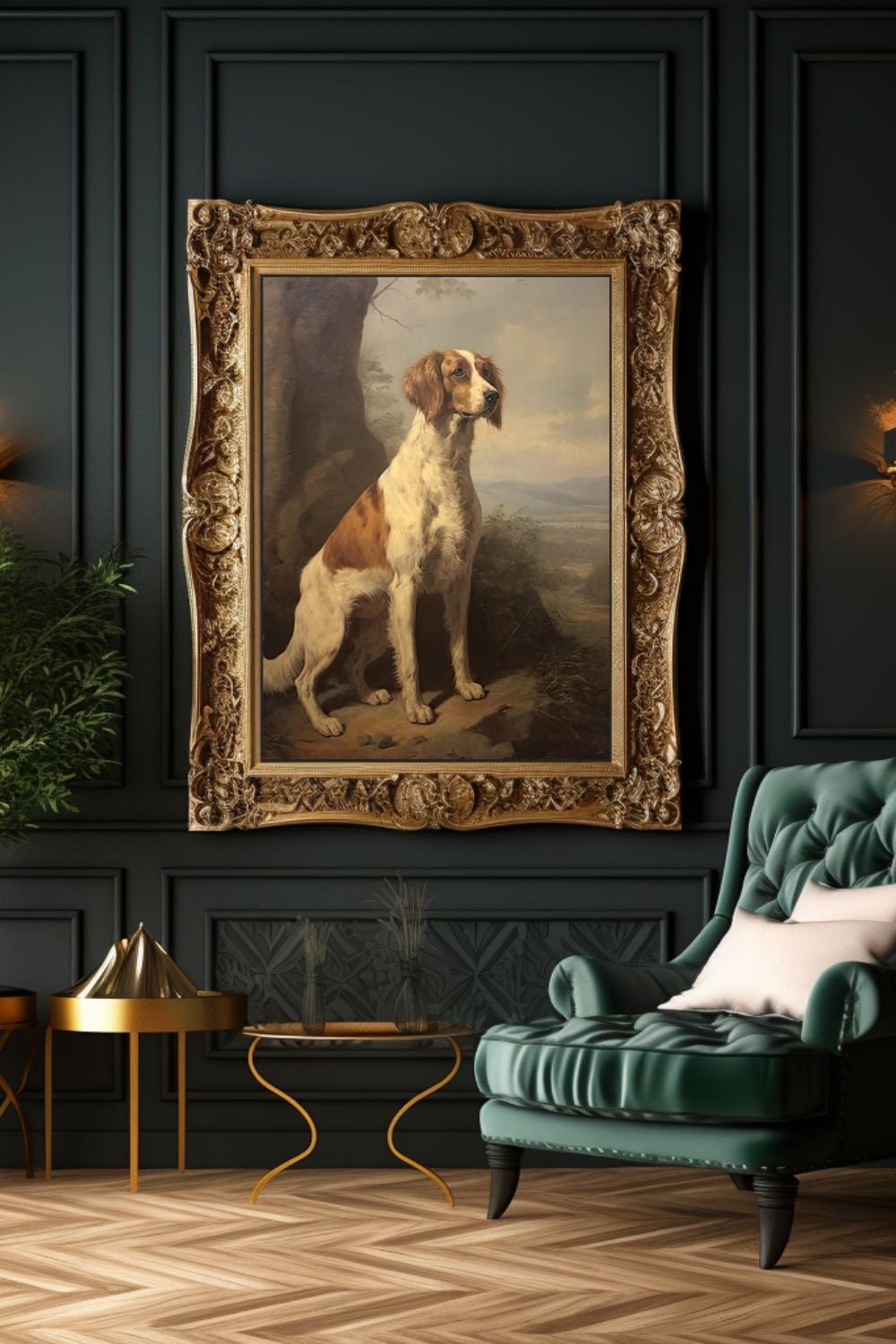 Antique Irish Setter Painting Spaniel Pointer Dog Oil Painting Vintage ...