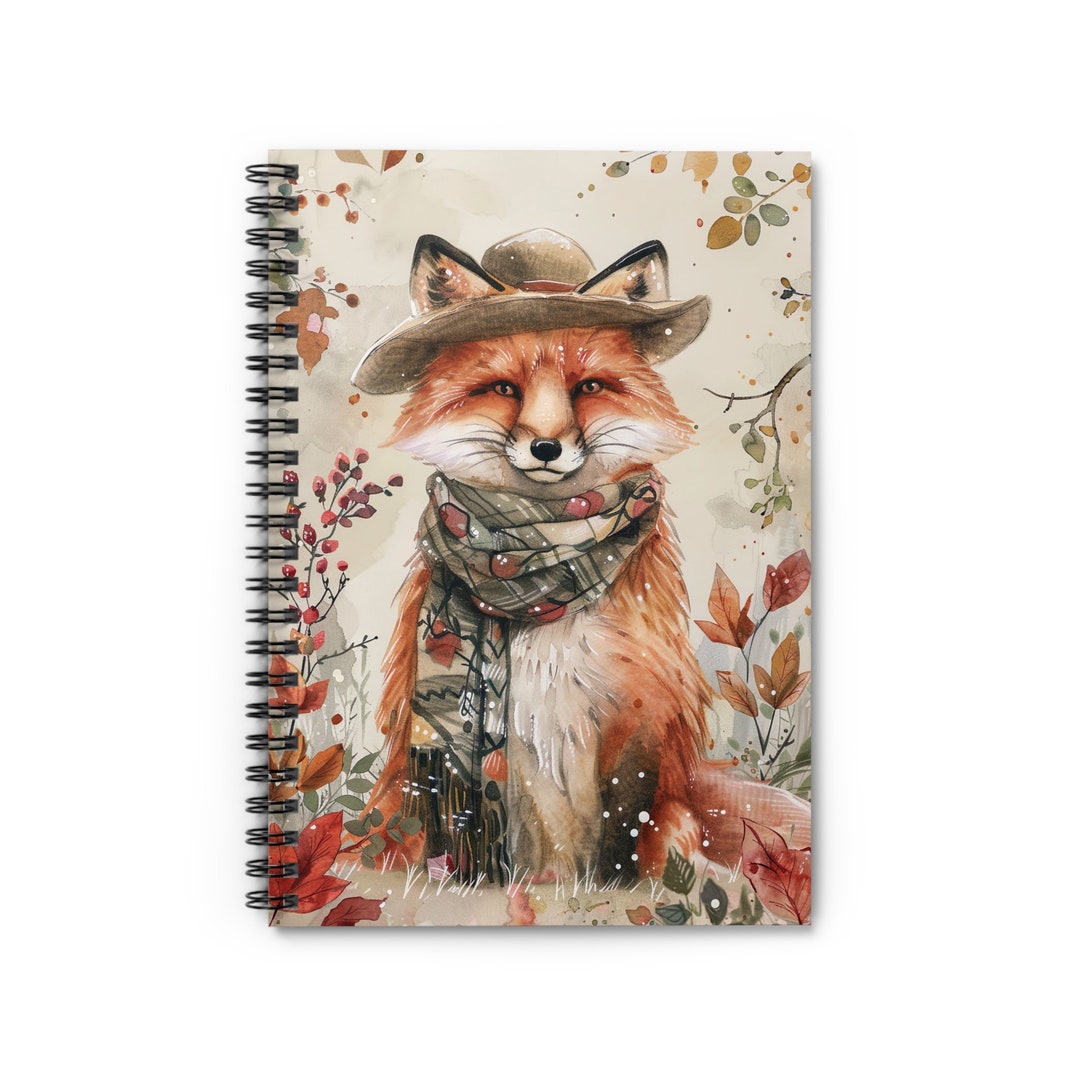Fox Spiral Notebook - Floral Notebook Spiral - 118 Page Spiral Notebook ...