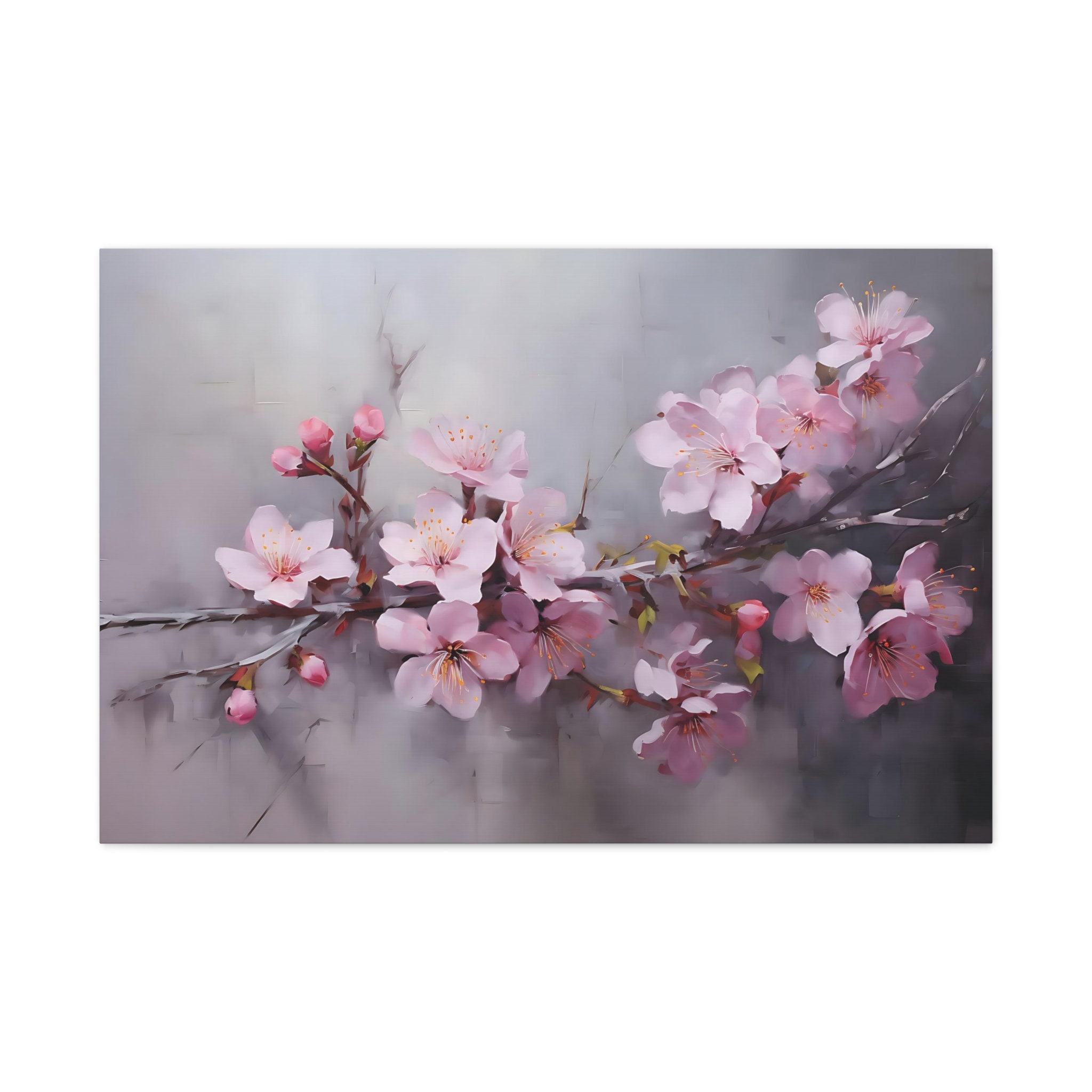 Feng Shui Pink Japanese Cherry Blossom Floral Oil Painting | Canvas ...