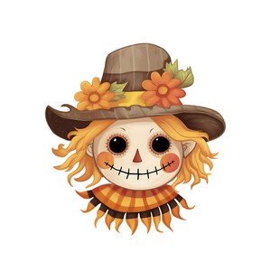 Whimsical Fall Halloween Scarecrow Clip Art - Instant Download ...
