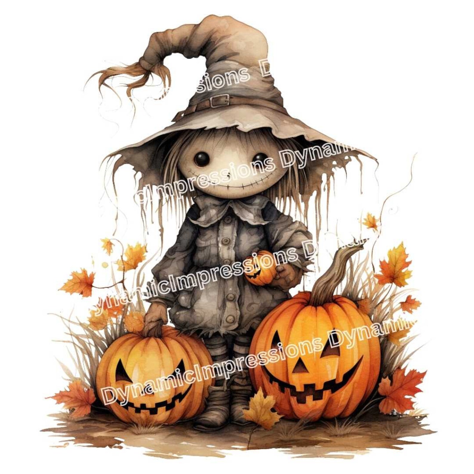 Cute Scarecrow Fall Halloween Clipart Pumpkin Autumn Harvest Graphics ...