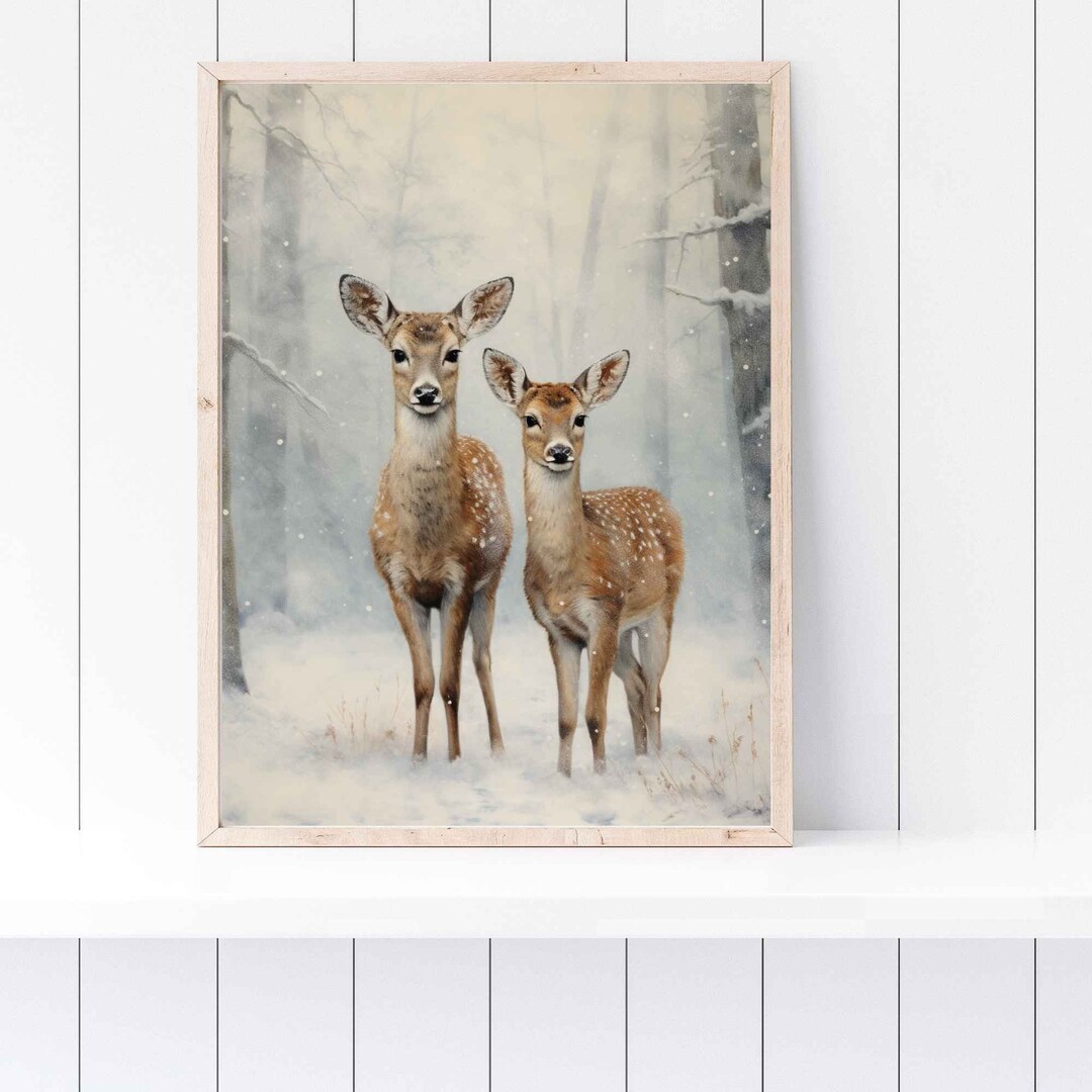 Enchanting Winter Fawn Nursery Wall Decor Rustic Farmhouse Wall Art ...