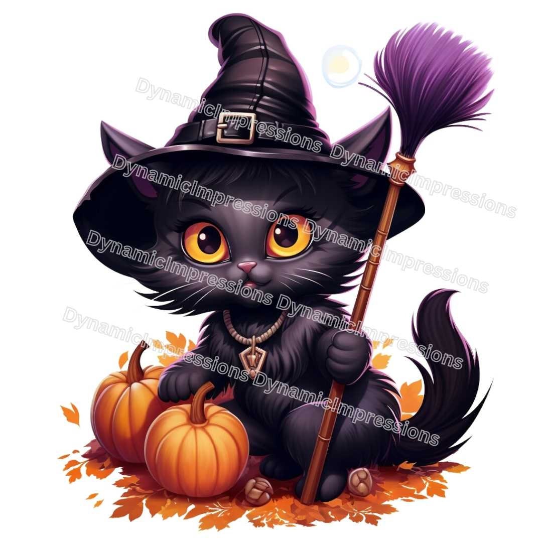 Cute Halloween Clip Art Black Cat Witch Cute Cat Clip Art Halloween ...