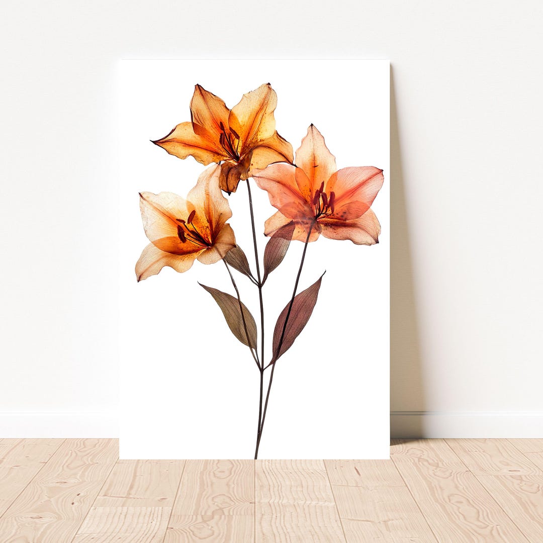 Lilies Pressed Flower Art Canvas Print - Dried Flower Art - Pressed ...