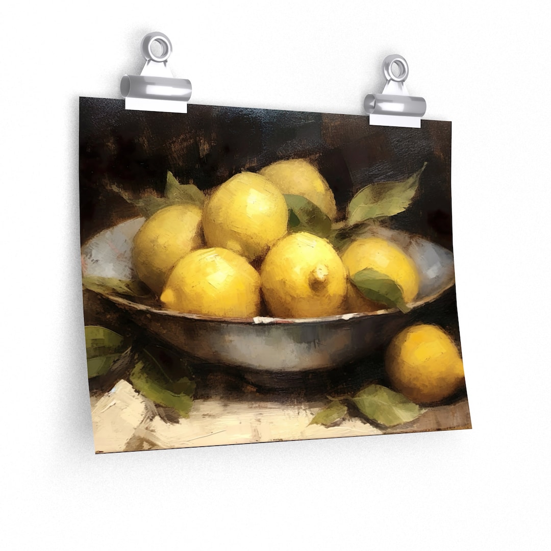 Rustic Lemons Vintage Impressionist Oil Painting Print Fruit - Etsy