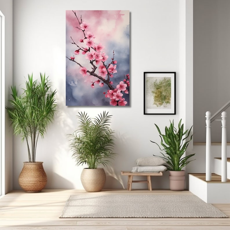 Watercolor Painting Sakura Japanese Cherry Blossom, Floral Art, Spring ...