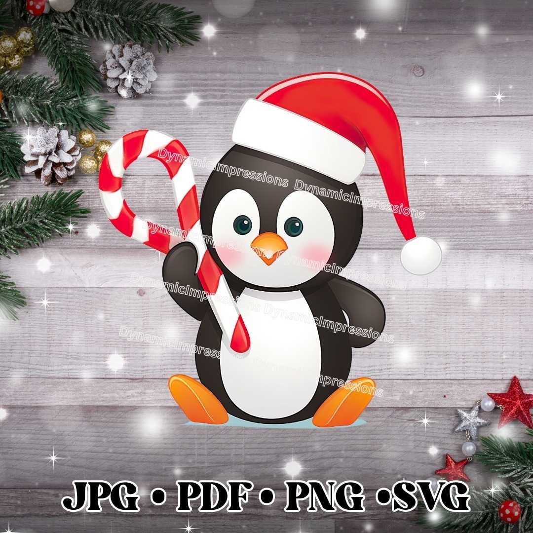 Cute Winter Christmas Penguin Clip Art | Holiday Greeting Cards ...
