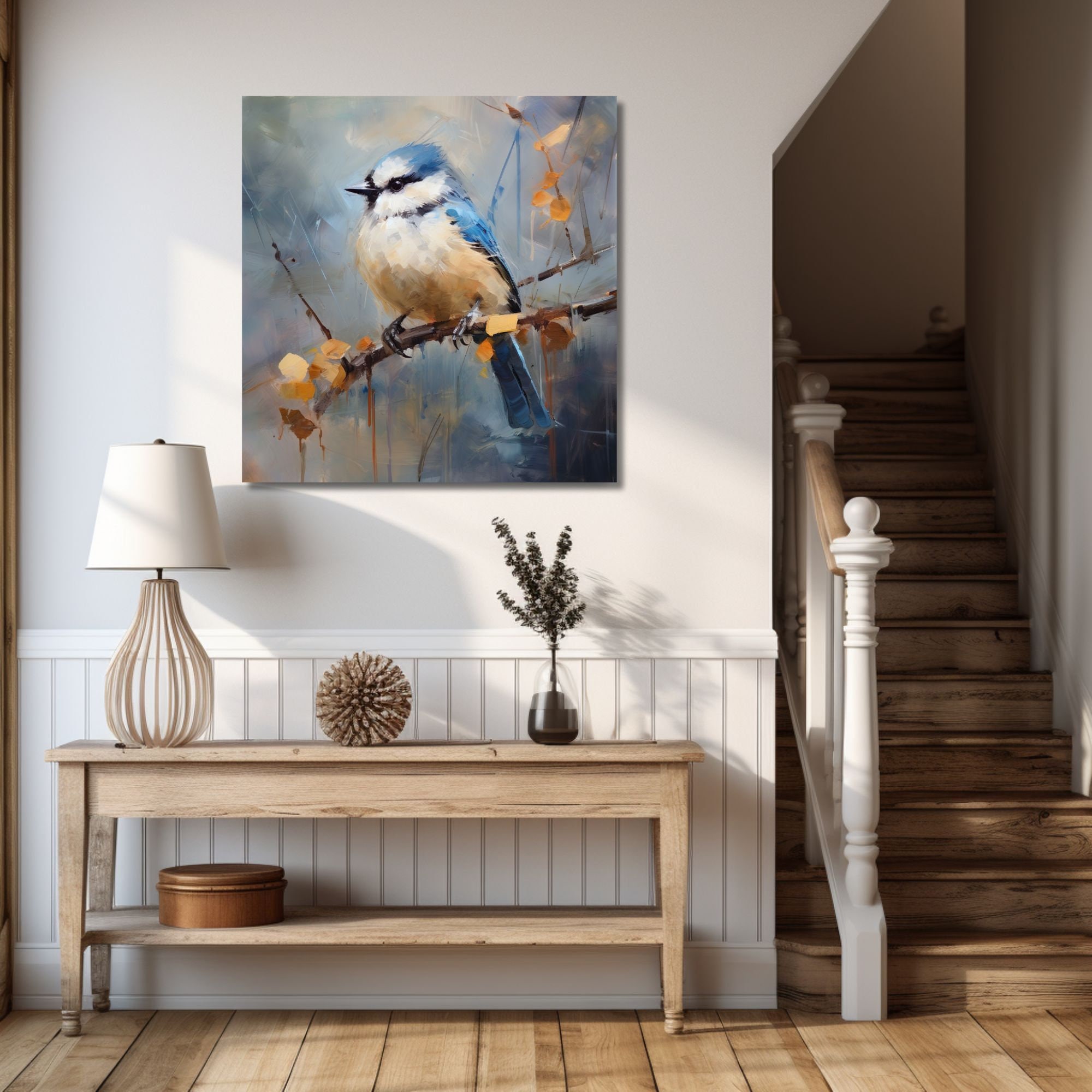 Enchanted Aviary Tufted Titmouse Bird Painting Oil Painting Bird Art ...