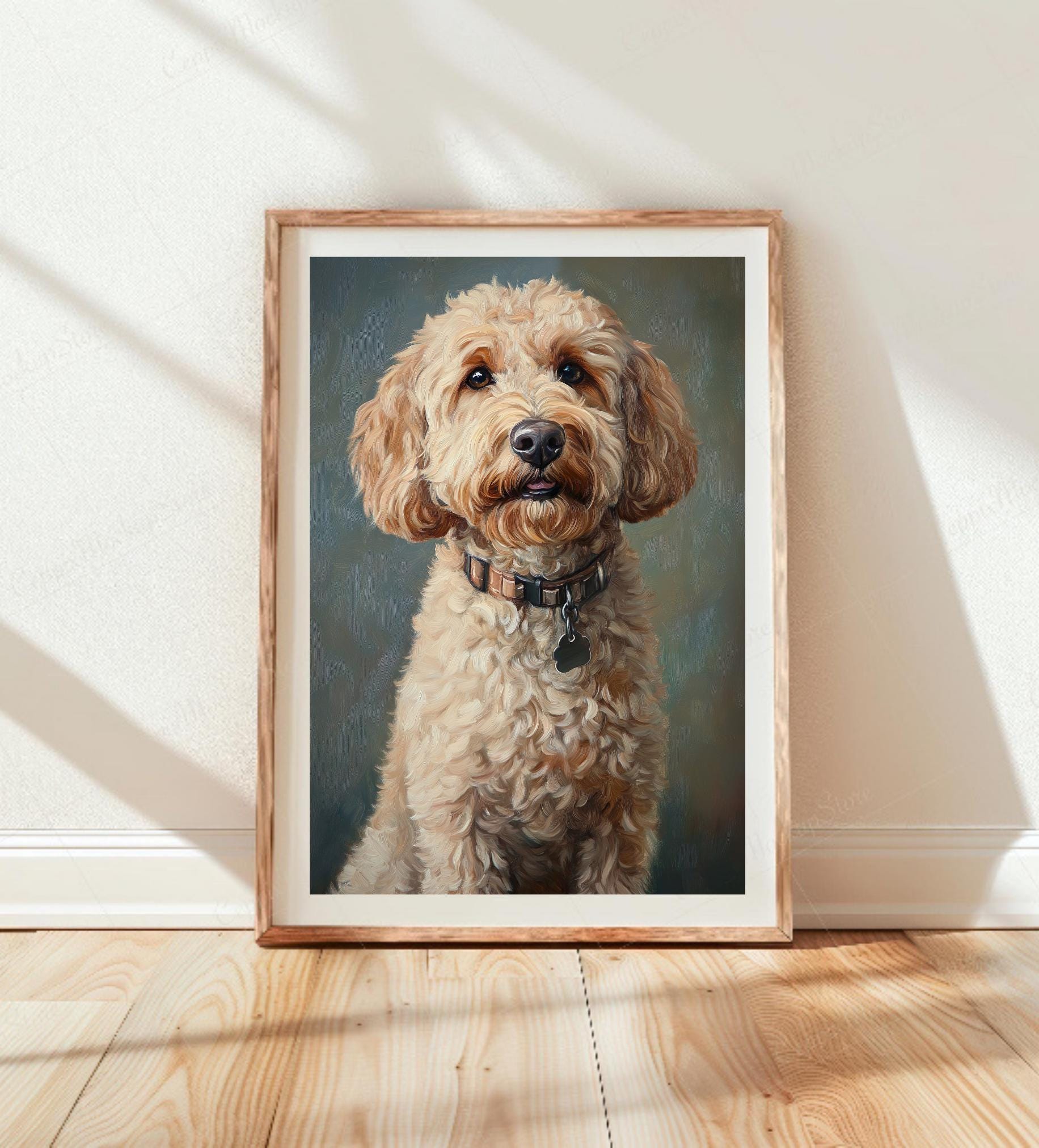 Goldendoodle Portrait Print, Adorable Dog Painting, Unframed Matte ...