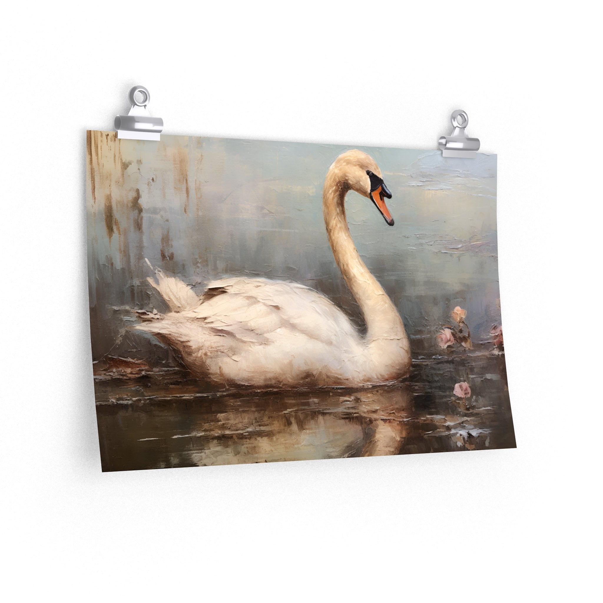 Vintage Victorian Swan Oil Style Painting Swan Art - Etsy