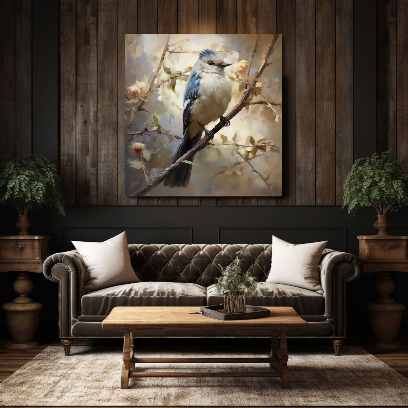Titmouse Bird Painting - Tufted Titmouse Oil Painting - Bird Art ...