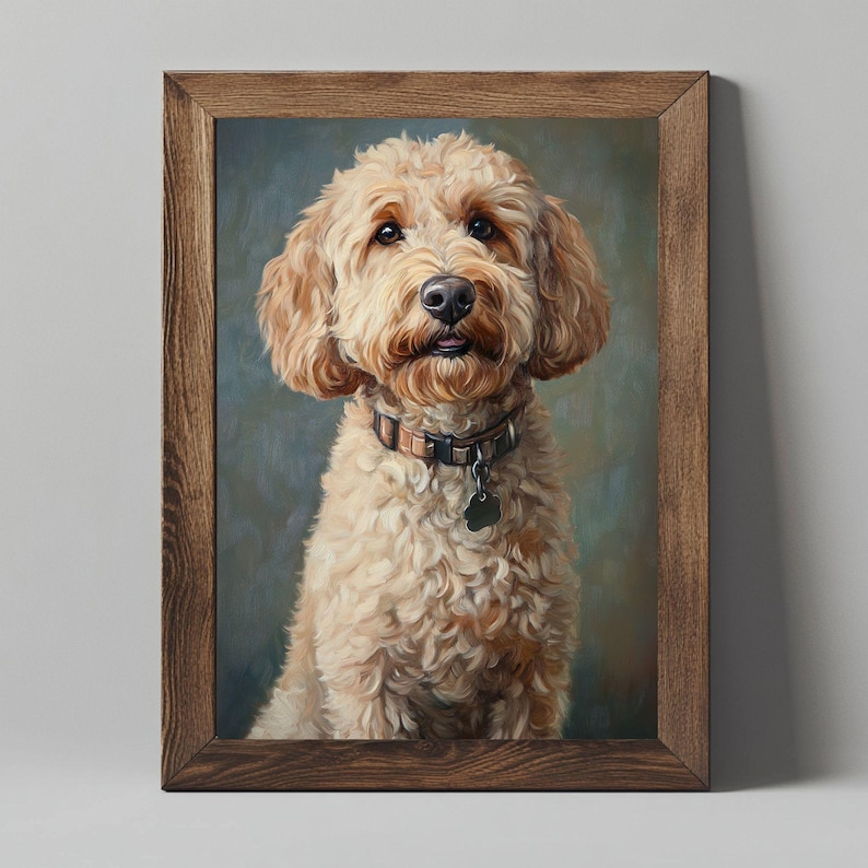 Goldendoodle Portrait Print, Adorable Dog Painting, Unframed Matte ...
