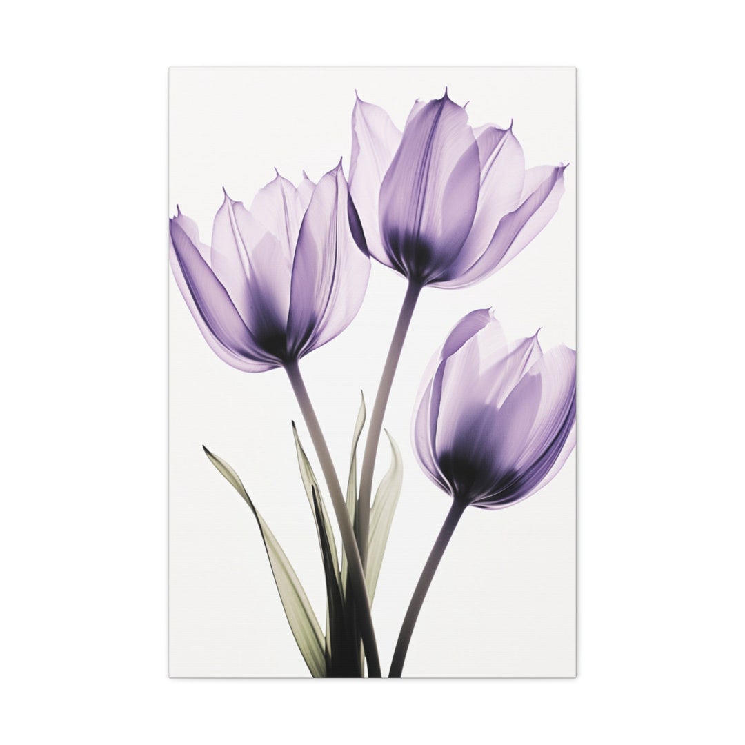 Glass X-ray Purple Tulips | Wrapped Canvas Gallery Art Print - Etsy
