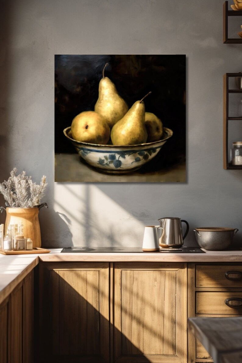 Enchanting Cottagecore Pears Oil Painting Kitchen Wall Decor Rustic ...