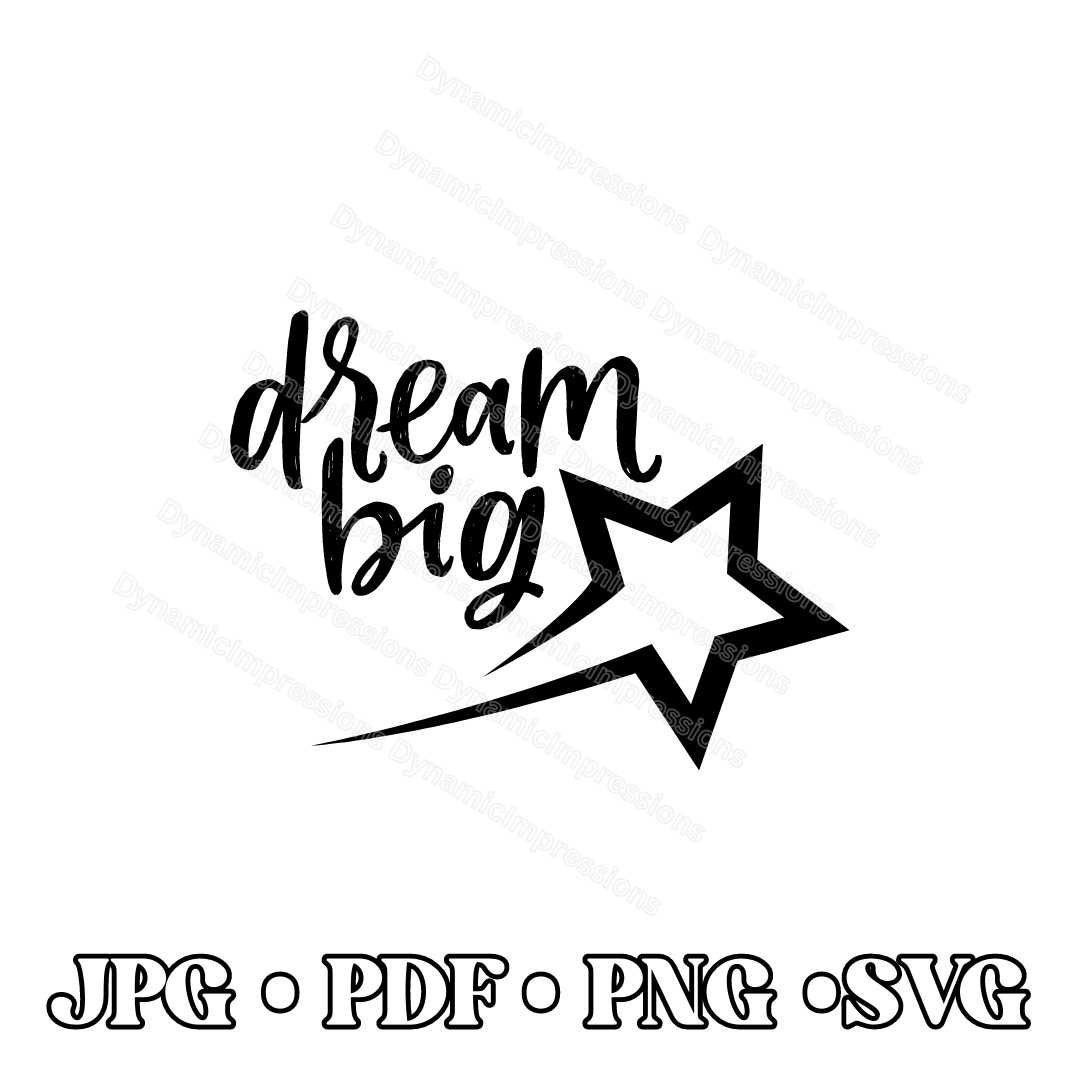 Dream Big Star Clip Art | Instant Download | Black and White | Jpg Pdf ...