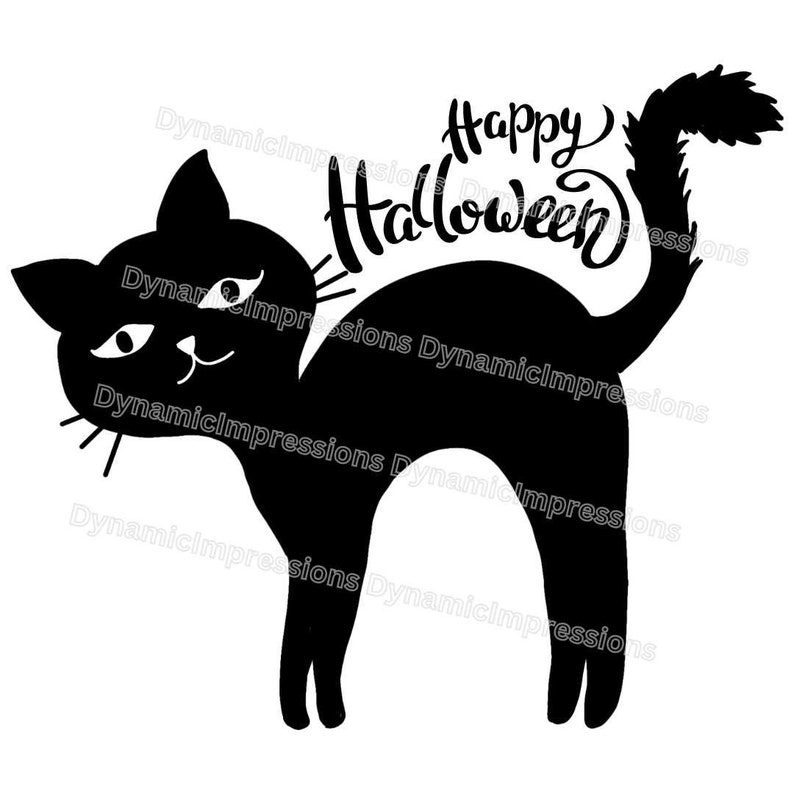 Happy Halloween Black Cat Clip Art Instant Download Svg, Jpg, Pdf, Png ...