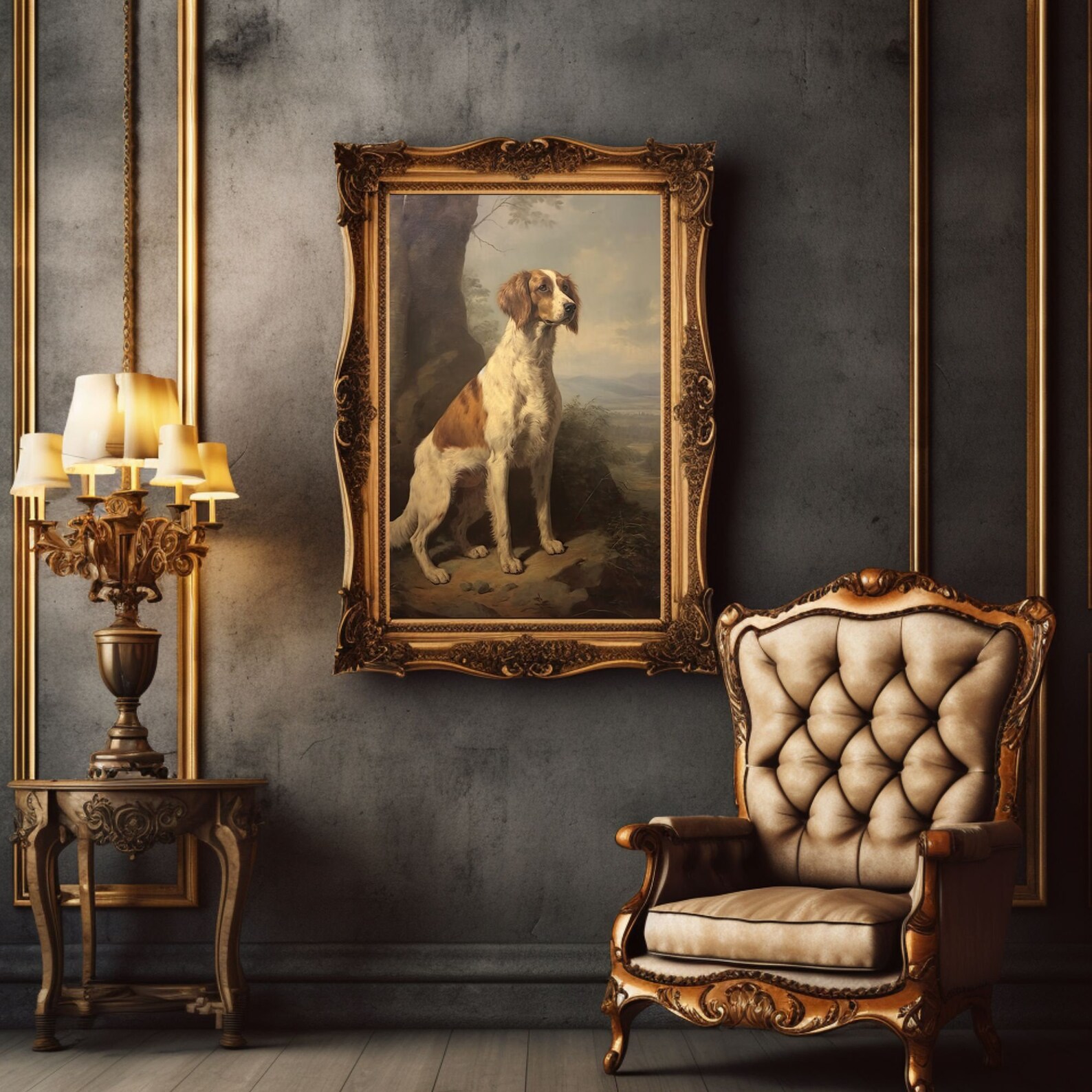 Antique Irish Setter Painting Spaniel Pointer Dog Oil Painting Vintage ...