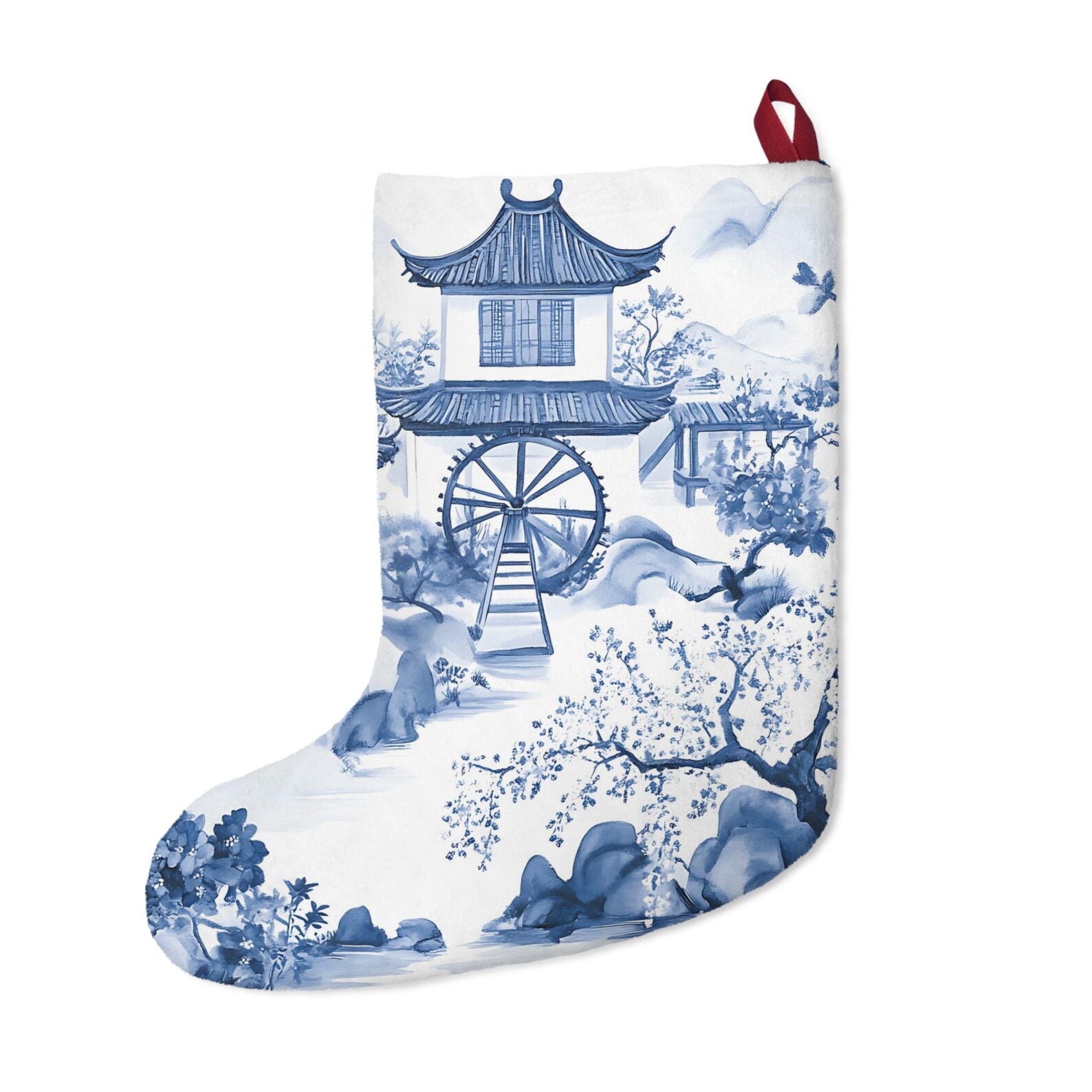 Enchanted Blue Chinoiserie Christmas Stocking - Christmas Chinoiserie ...