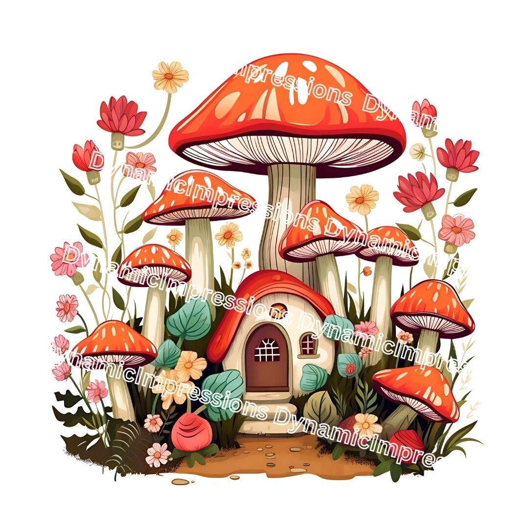 Whimsical Floral Mushroom Cottagecore Clipart Enchanted Fungi Design ...