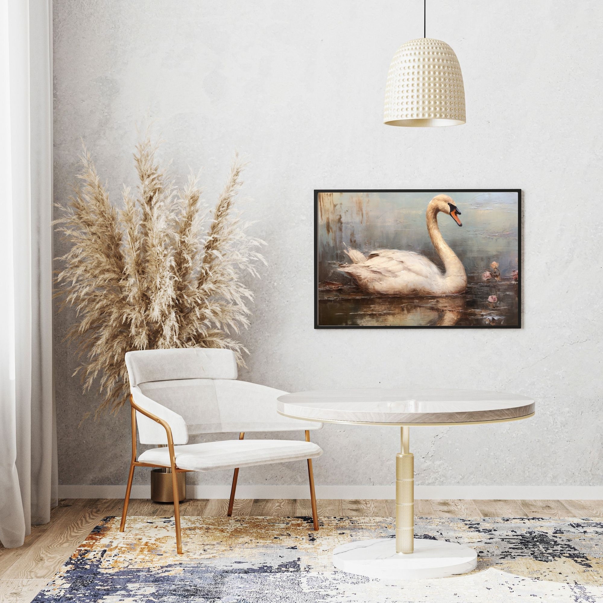 Vintage Victorian Swan Oil Style Painting | Swan Art | Unframed Premium ...
