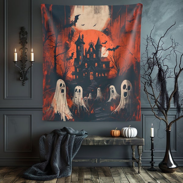 Enchanted Spectral Mansion Spooky Ghosts Tapestry Haunted Mansion ...