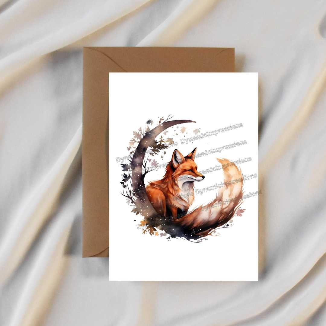 Watercolor Fox Botanical Crescent Lunar Moon | Clipart Digital Download ...