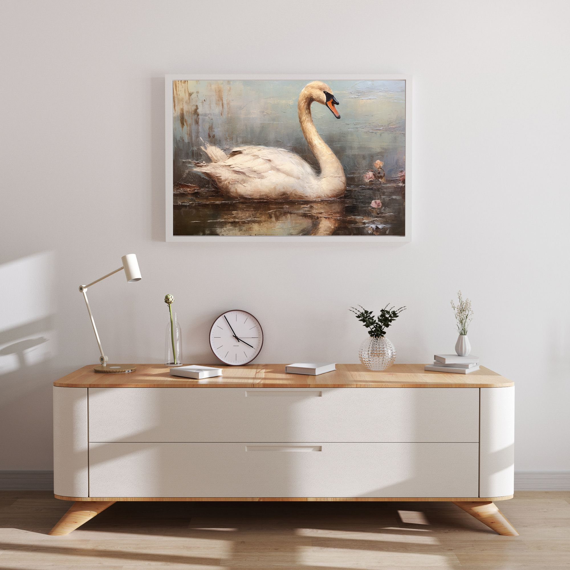 Vintage Victorian Swan Oil Style Painting | Swan Art | Unframed Premium ...