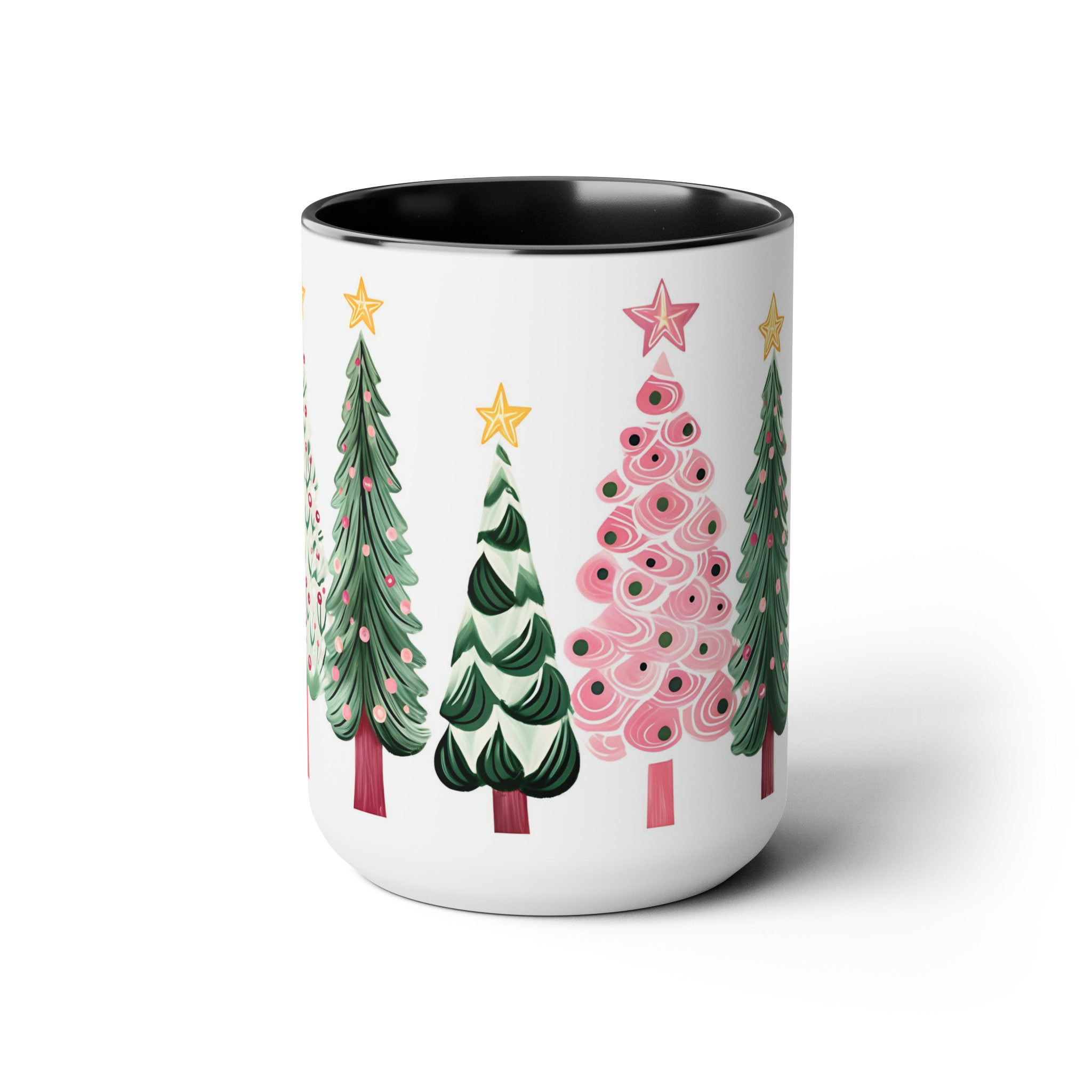 Enchanting Pink Christmas Dreams 15oz Two-tone Ceramic Coffee Cup ...