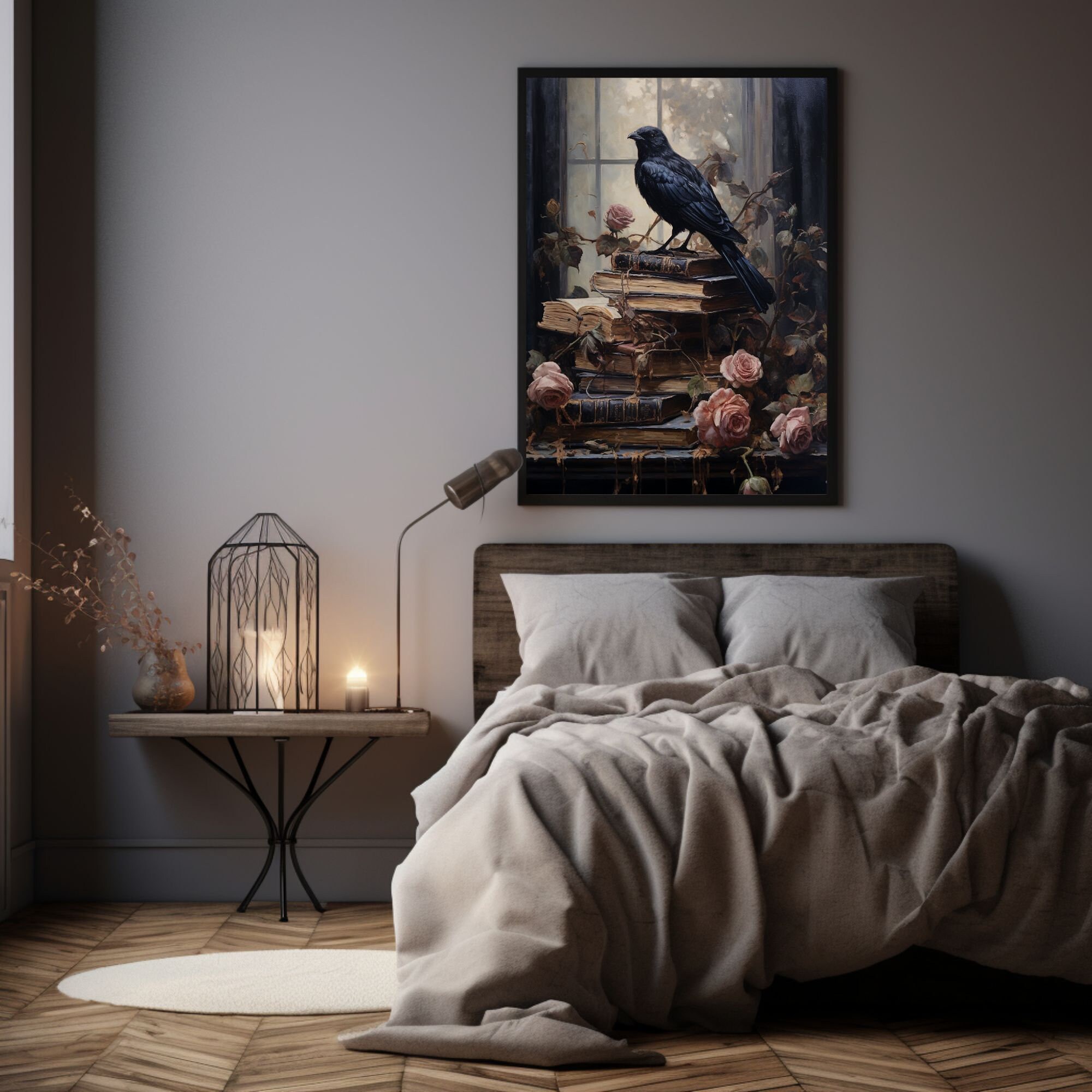 Enchanted Raven and Roses Artwork - Vintage Victorian Style Decor ...