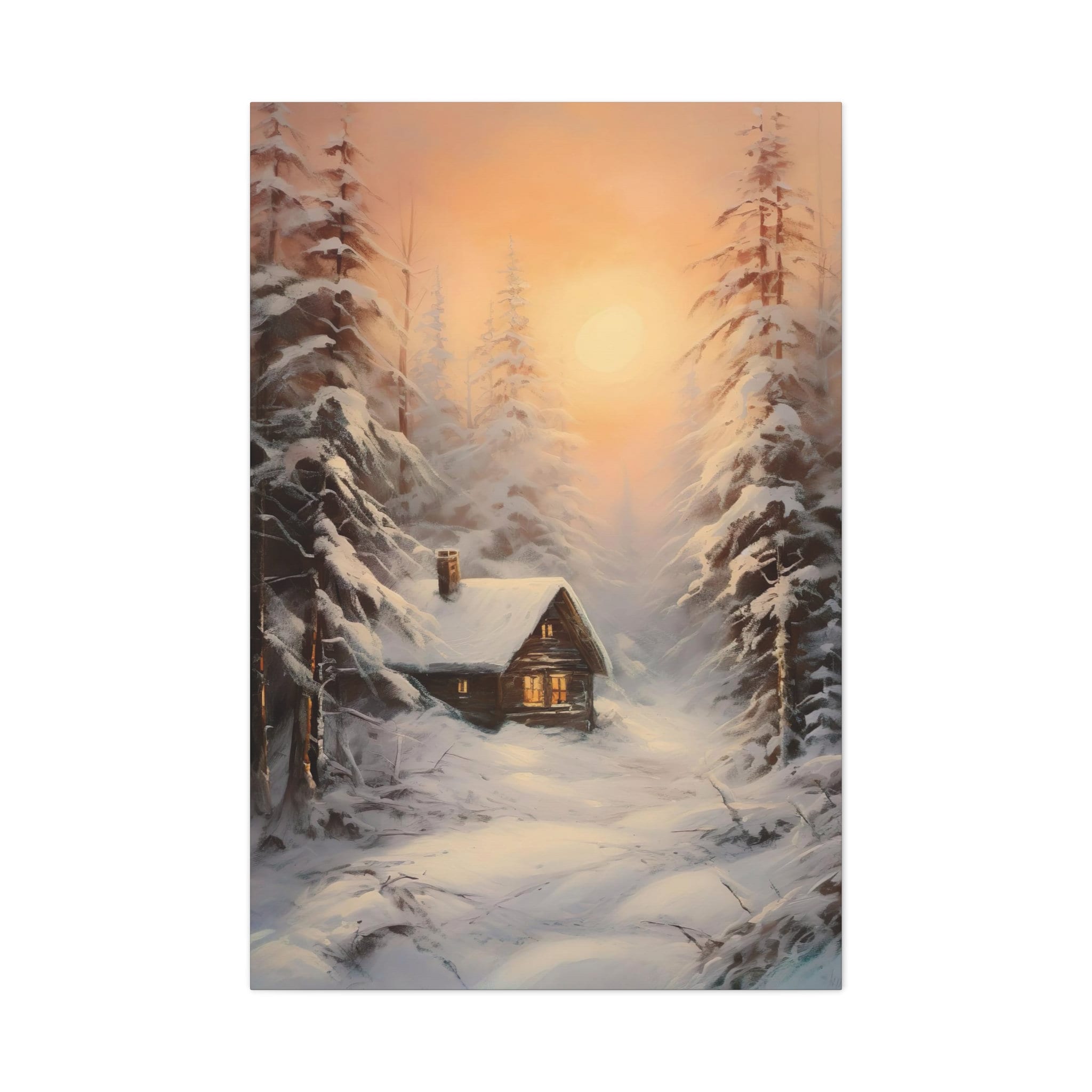 Enchanting Winter Cabin Snowy Forest Cabin Cozy Winter Wall Art Holiday ...