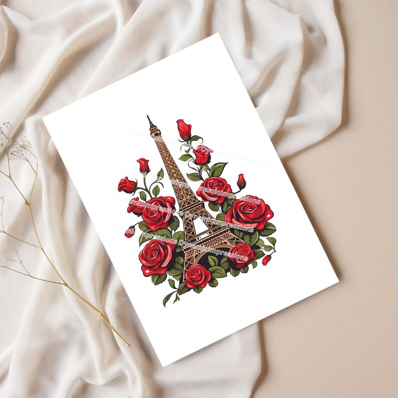 Floral Roses Eiffel Tower SVG | Floral Paris Clip Art | Instant ...