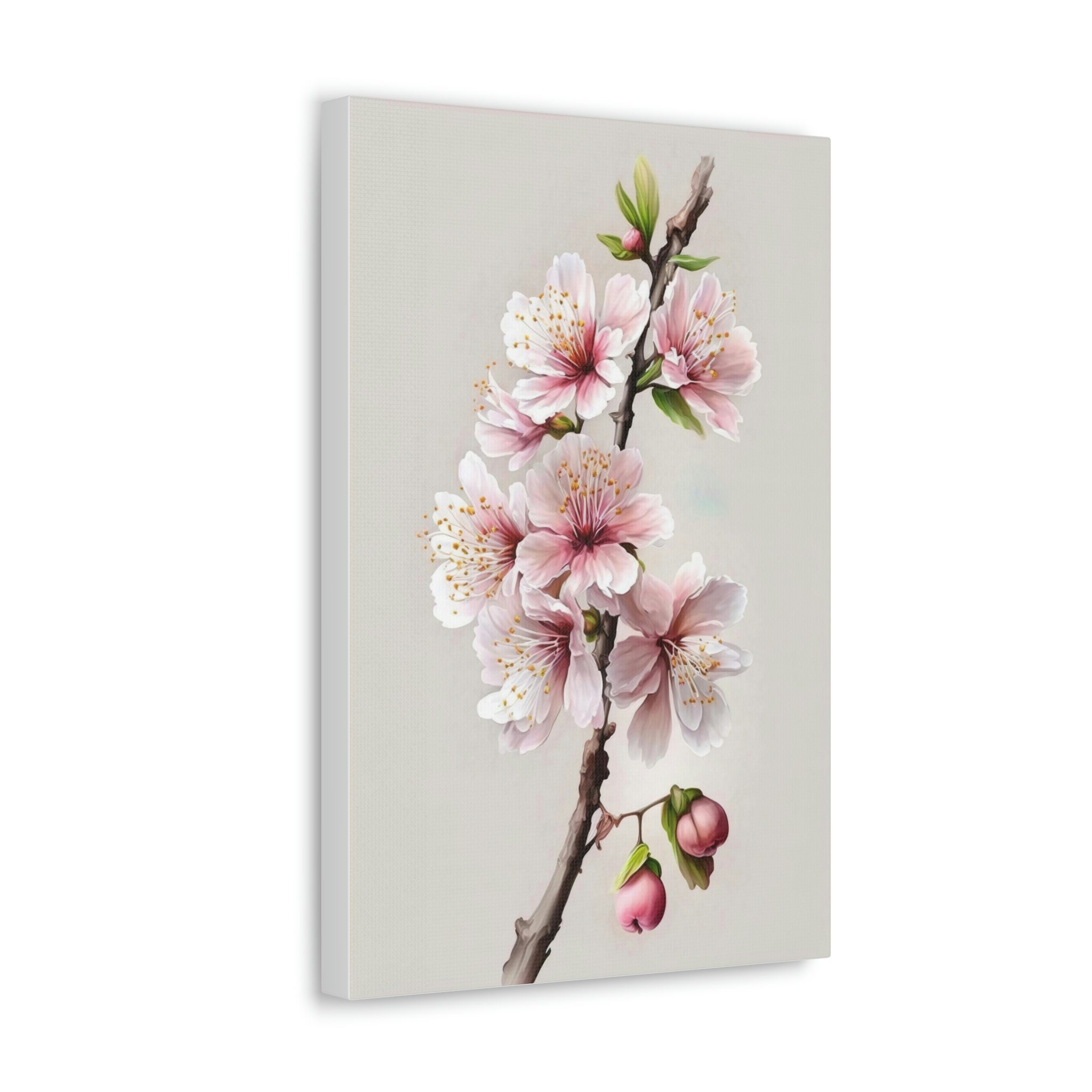 Watercolor Japanese Feng Shui Sakura Pink Cherry Blossom Branch Canvas ...