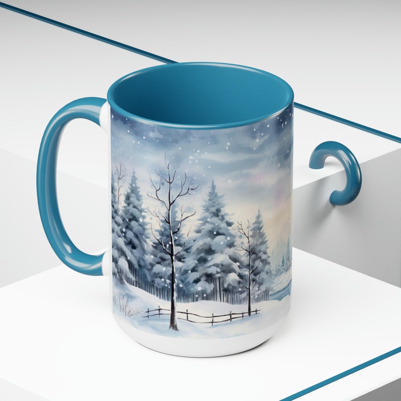 Enchanting Snowy Winter Cabin Magic Mug - Festive Forest Holiday Cup ...