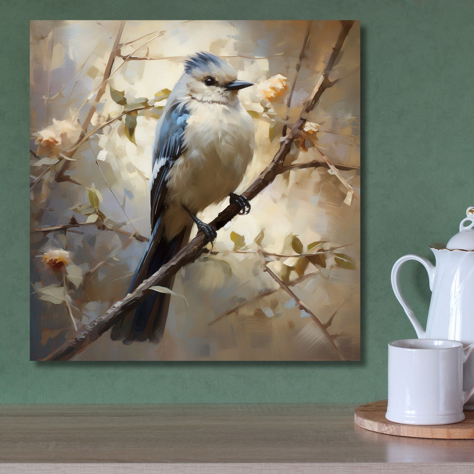 Titmouse Bird Painting Tufted Titmouse Oil Painting Bird Art Nature ...