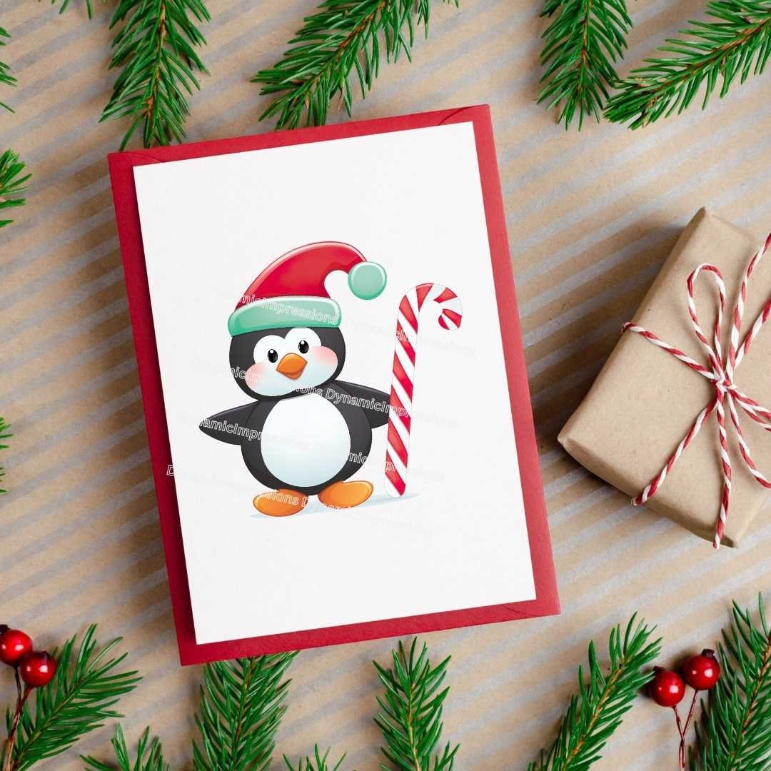 Winter Christmas Penguin Clip Art Holiday Greeting Cards, Clothing ...