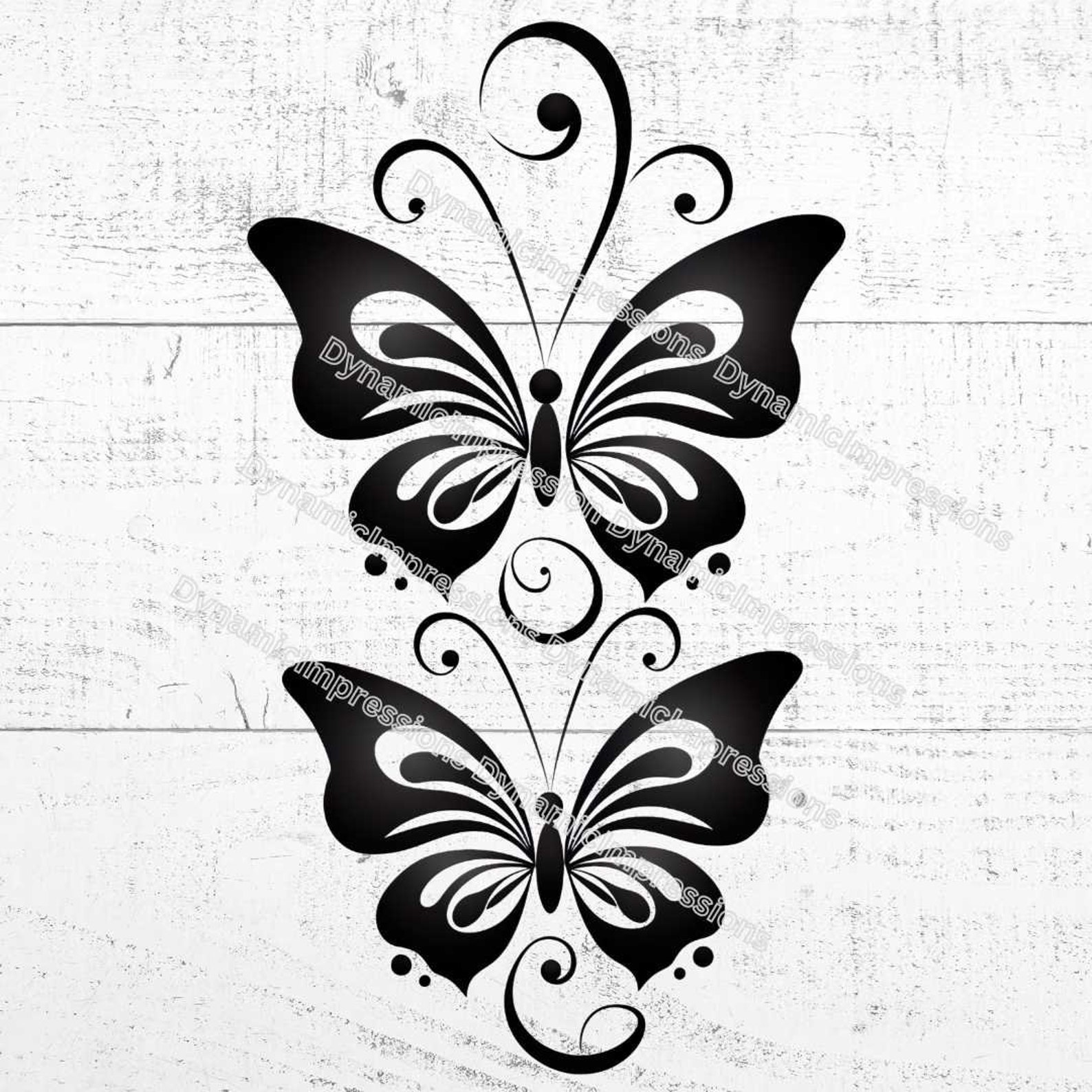 Whimsical Butterflies Clip Art Black Outline Silhouette Instant ...