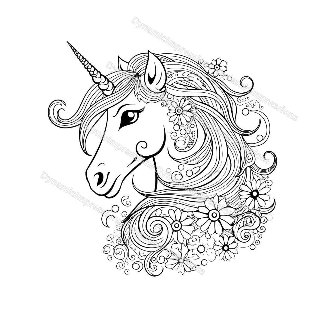 Whimsical Unicorn Clip Art | Black Outline | Instant Download | White ...