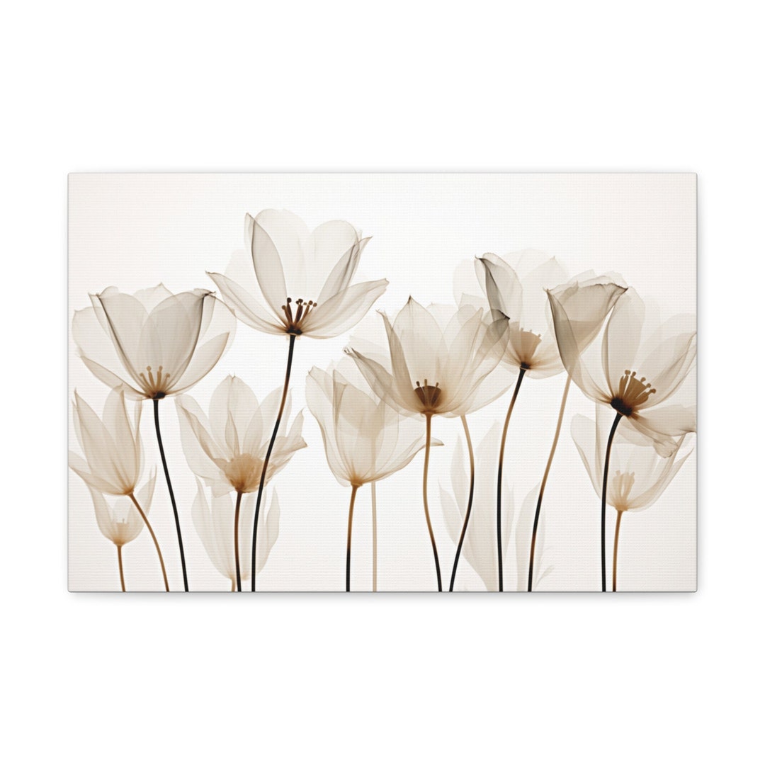 Glass X-ray Clear Neutral Tulips Wrapped Canvas Gallery Art Print V2 - Etsy