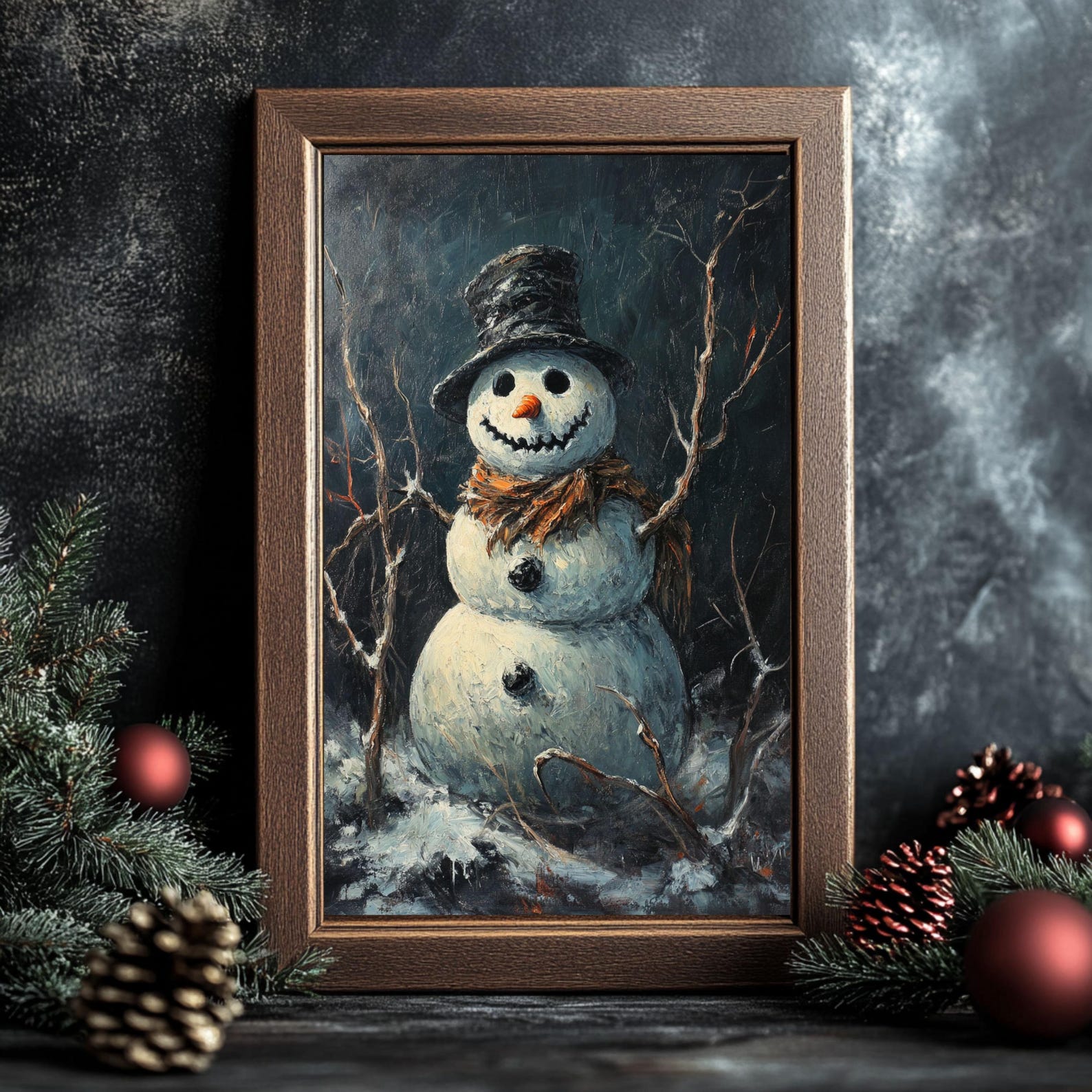 Enchanted Frostbite: Scary Snowman - Spooky Christmas Poster - Unique ...