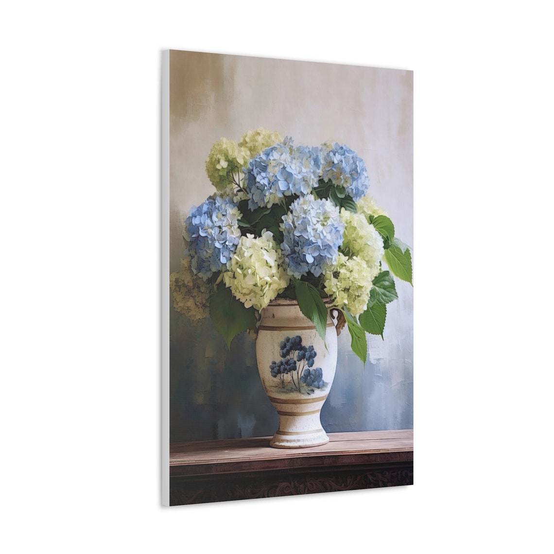 Hydrangea Oil Painting Vintage Blue Hydrangeas Canvas Print Antique ...