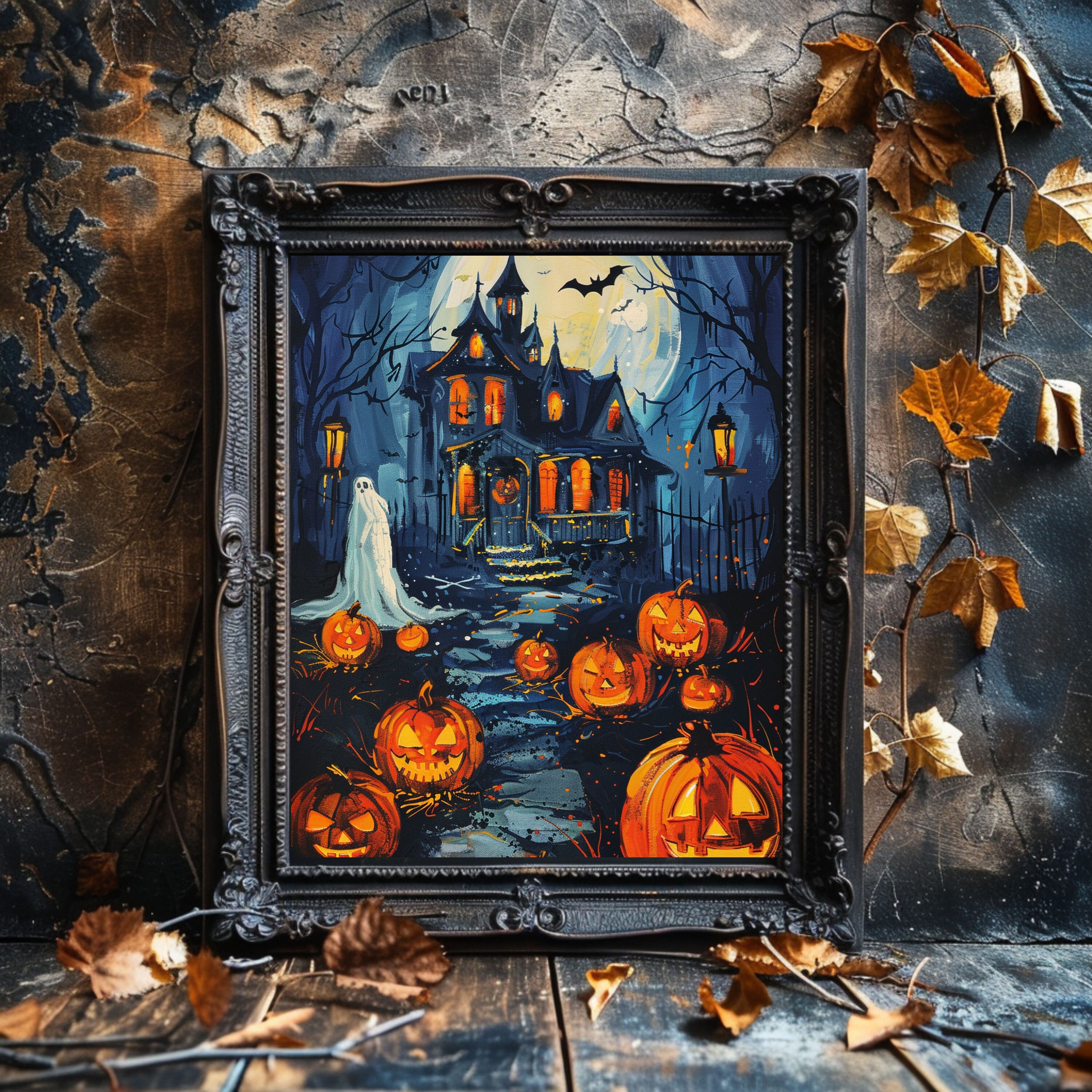 Spooky Retro Halloween Decor - Retro Halloween Ghost - Rustic Halloween ...