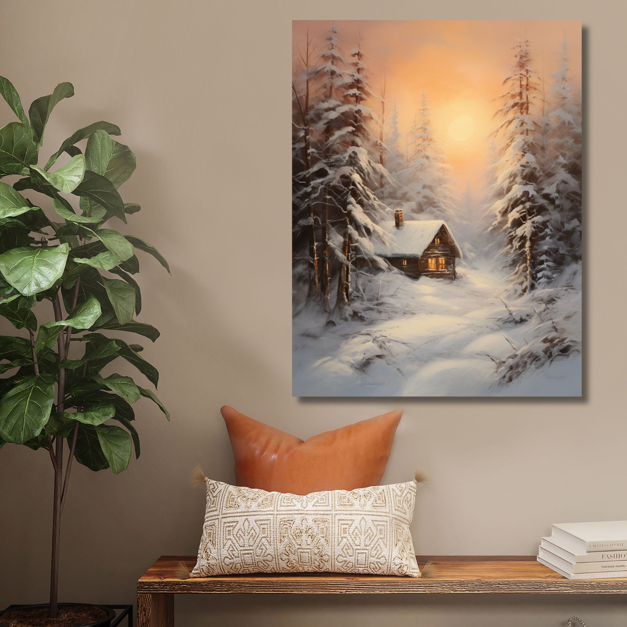 Enchanting Winter Cabin - Snowy Forest Cabin - Cozy Winter Wall Art ...