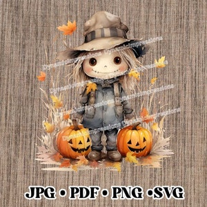 Cute Fall Scarecrow Clipart | Pumpkin Autumn Harvest Graphics ...