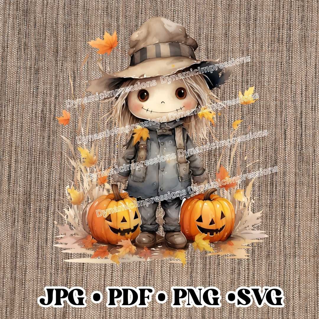 Cute Fall Scarecrow Clipart Pumpkin Autumn Harvest Graphics - Etsy