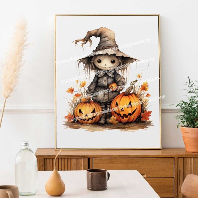 Cute Scarecrow Fall Halloween Clipart Pumpkin Autumn Harvest Graphics ...