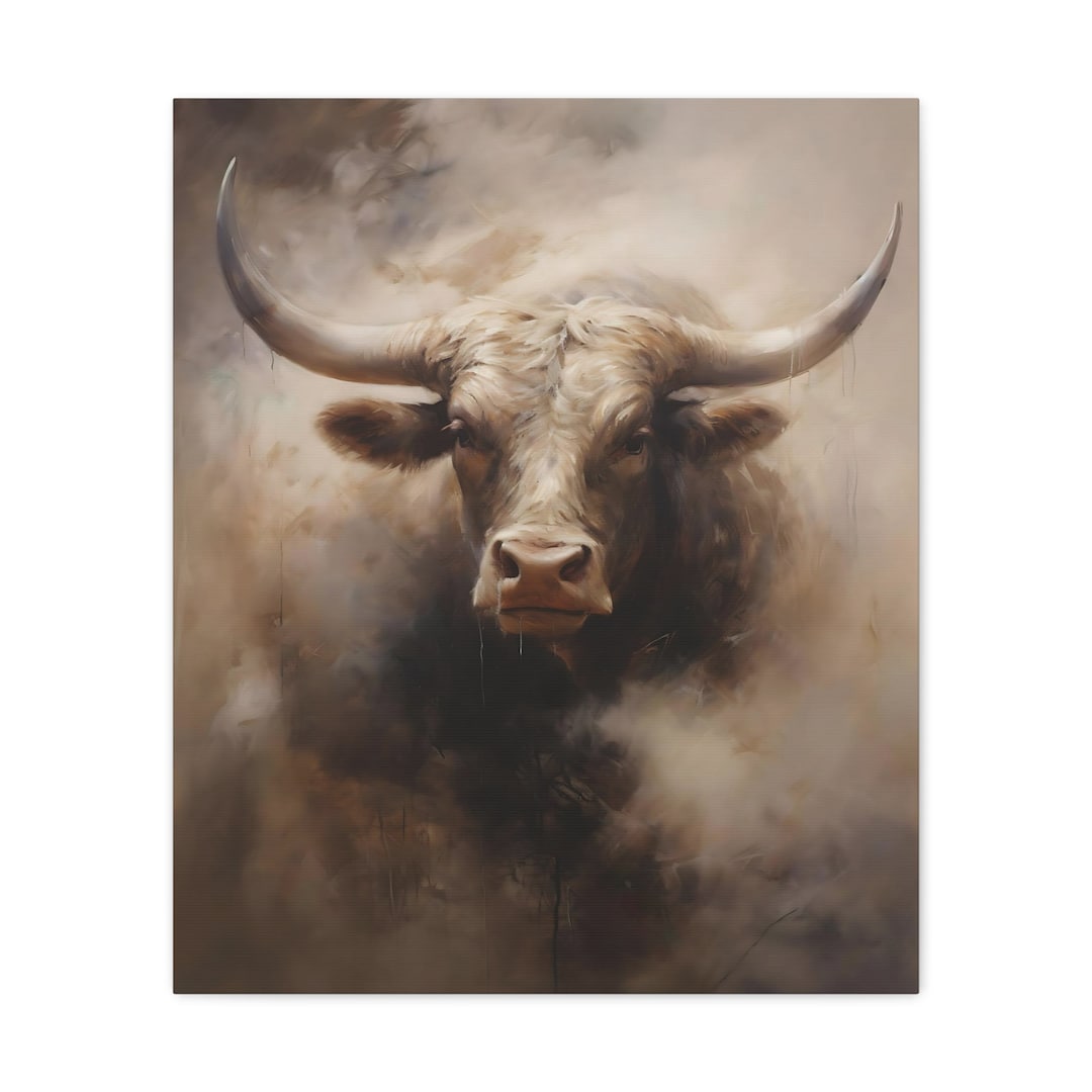 Celestial Bull Charge Bull Oil Painting Abstract Bull Painting Charging ...