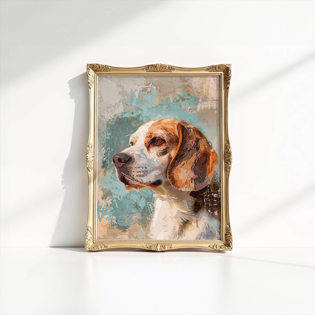 Boho Beagle Art Print - Abstract Pastel Dog Portrait - Unframed Matte ...