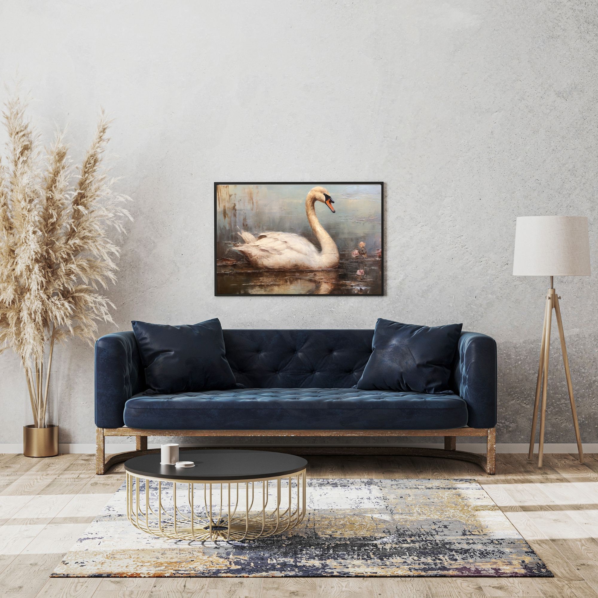 Vintage Victorian Swan Oil Style Painting Swan Art - Etsy